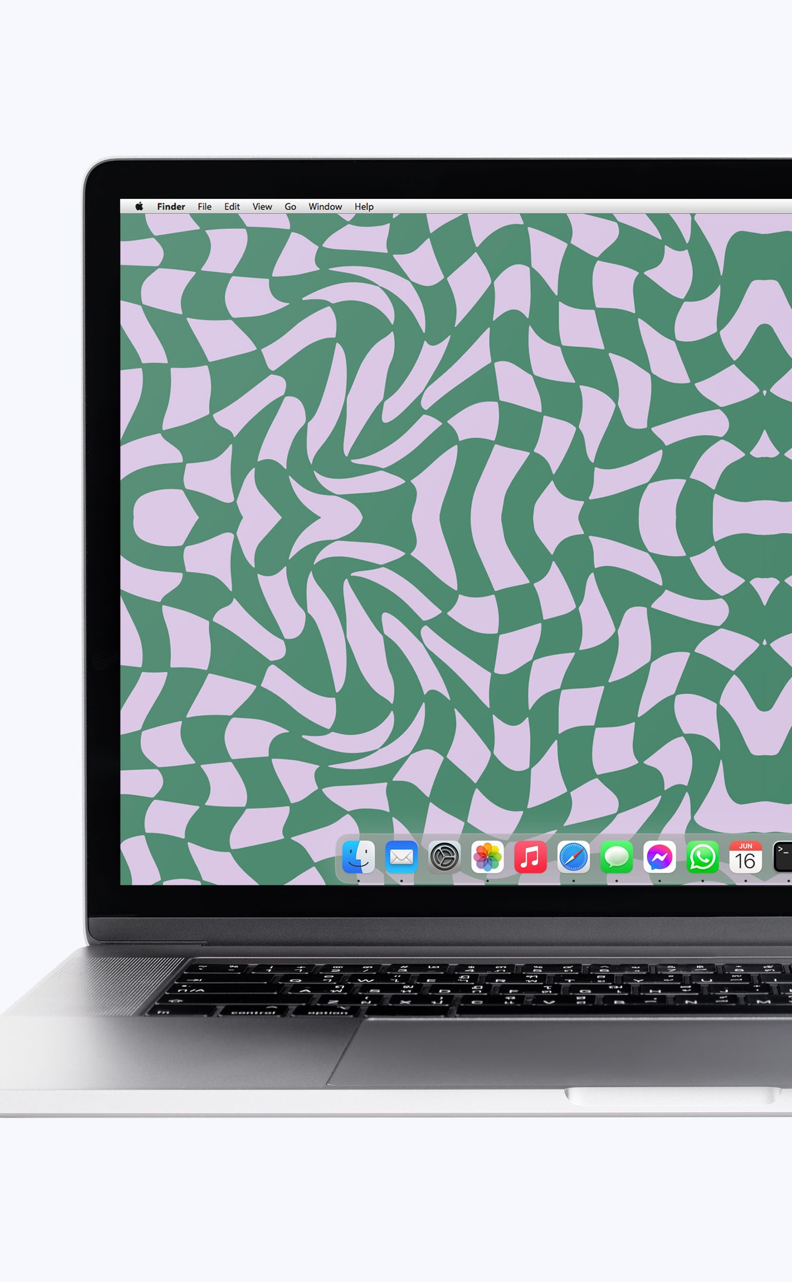 Green Wavy Check | Digital Laptop Wallpaper – Kind Bag