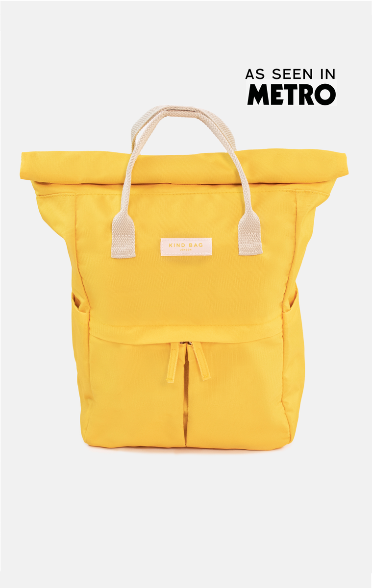 100% Recycled Sustainable Backpacks | Yellow | Kind Bag London